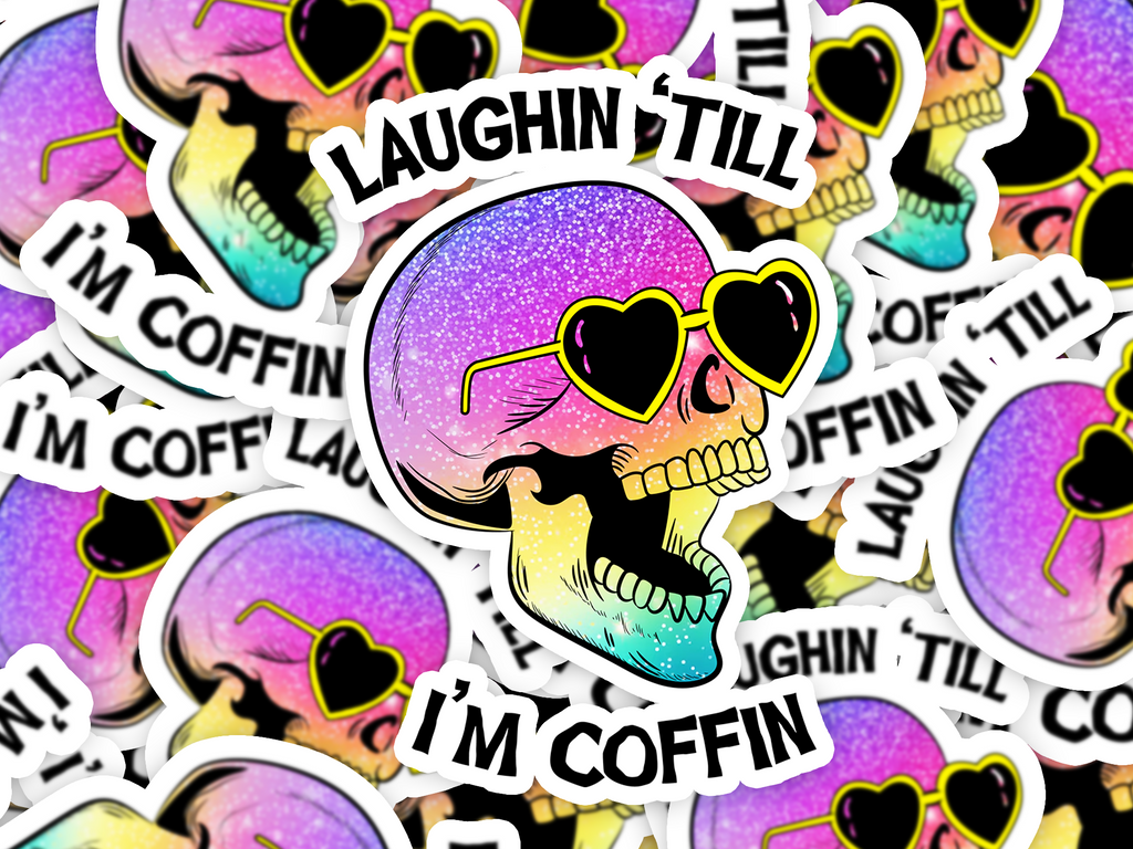 Laughing Till I'm Coffin Sticker – MyHauntedSpace